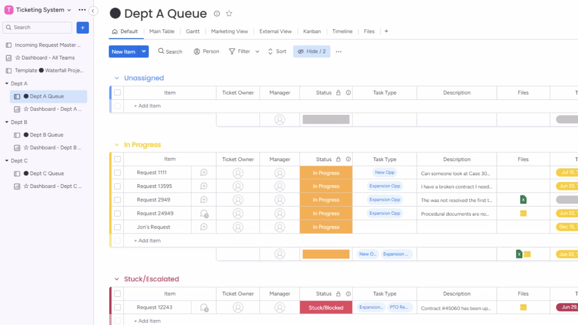 Manage team tickets and tasks